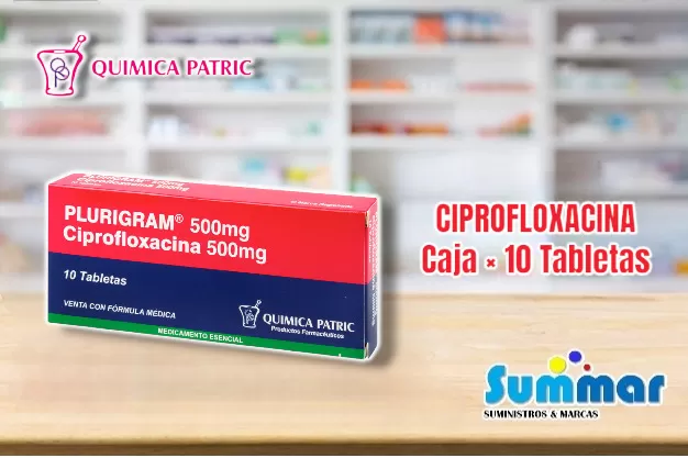 Plurigram 50mg Caja x 10 Tabletas (Ciprofloxacino) QUIMICA PATRIC