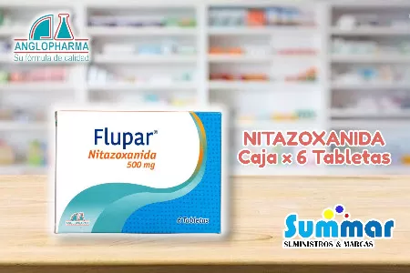 Flupar 500mg Caja x 6 Tabletas (Nitaoxanida) ANGLOPHARMA